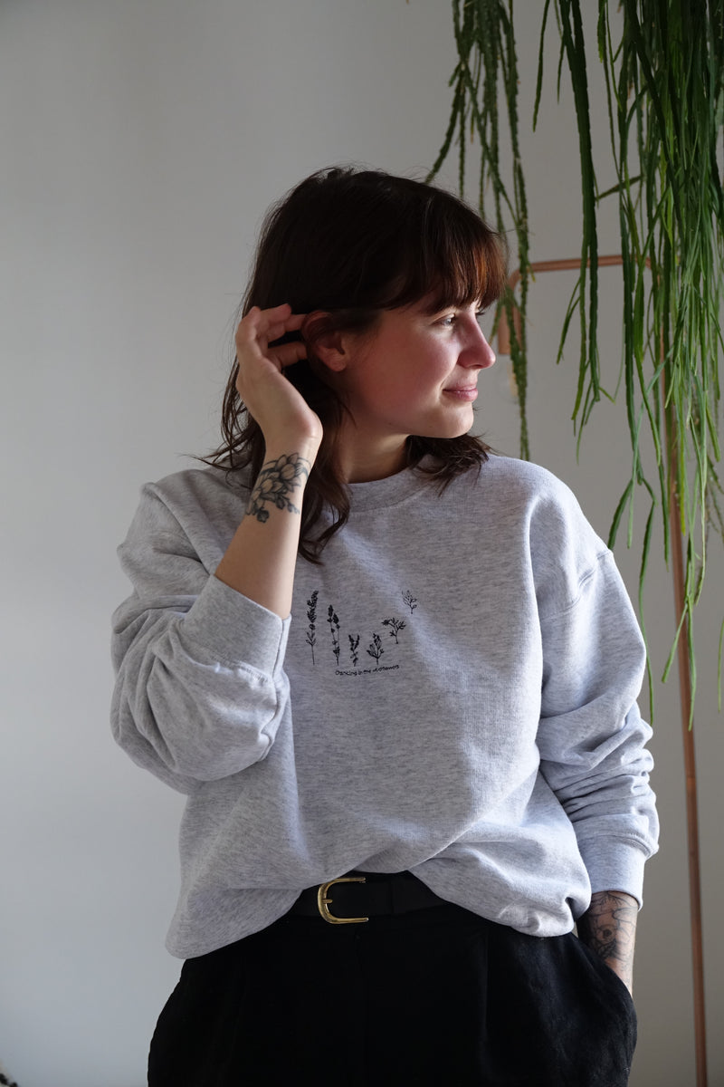 Dancing in the wildflower embroidered slogan sweater – Emma Warren ltd