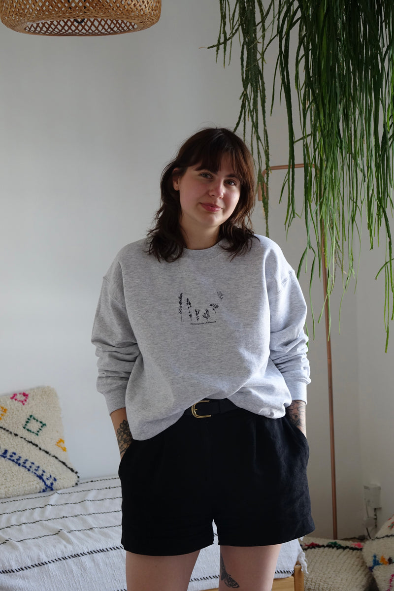 Dancing in the wildflower embroidered slogan sweater – Emma Warren ltd